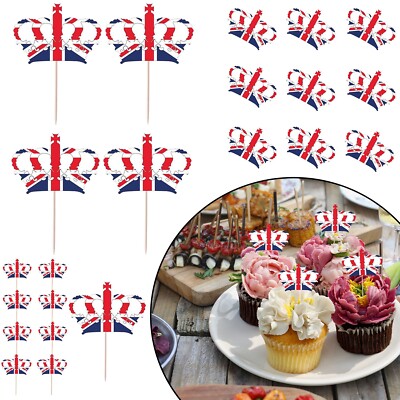 Union Jack Crown Toothpicks Cupcake Toppers British Party Cocktail ...