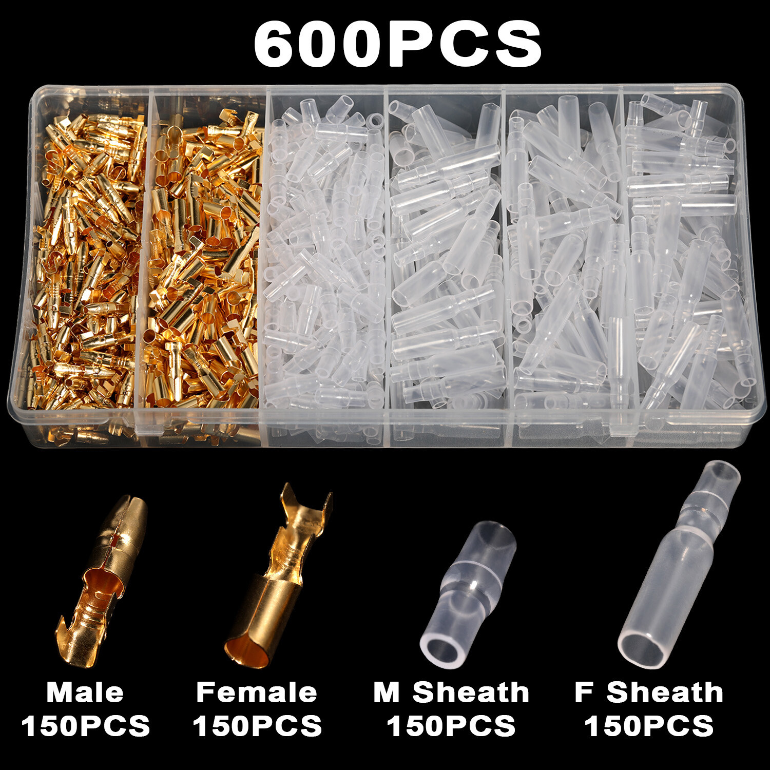 600-tlg Rundstecker Rundsteckhülsen set 3,9mm Steckverbinder für ...