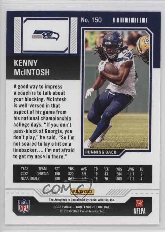 2023 Panini Contenders Rookie Ticket Kenny McIntosh #150 Rookie Auto RC ...