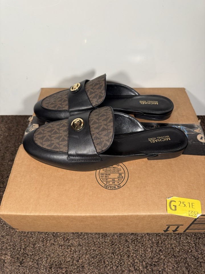 Michael Kors Ashley Leather Logo Mules | eBay