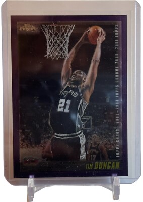 Tim Duncan 2000-01 Topps Chrome Card #40 San Antonio Spurs W/Top Loader ...