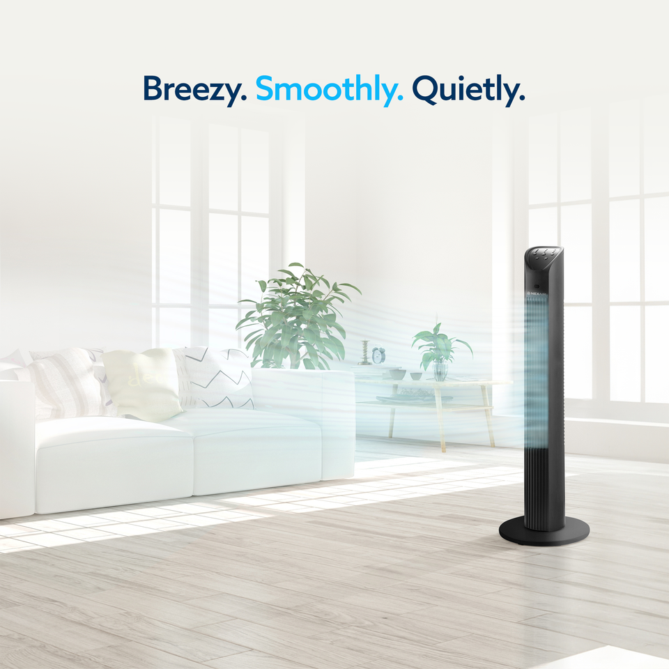 NEXAIR 36” Oscillating Tower Floor Fan, 3 Speed Portable, Remote ...