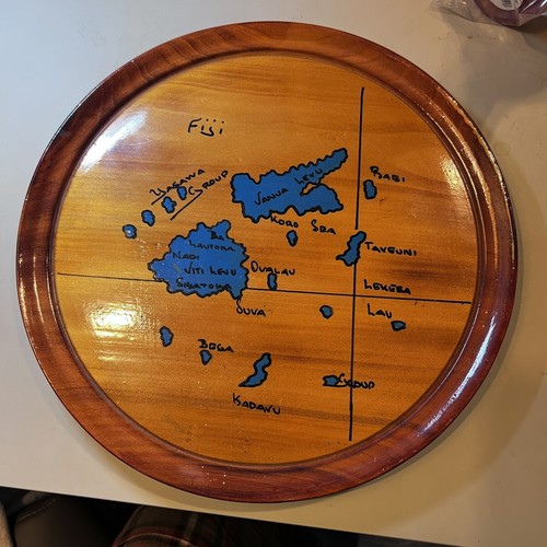 Fiji Treated Wood Carved Painted Map Scene Tropical Decor Plate | eBay