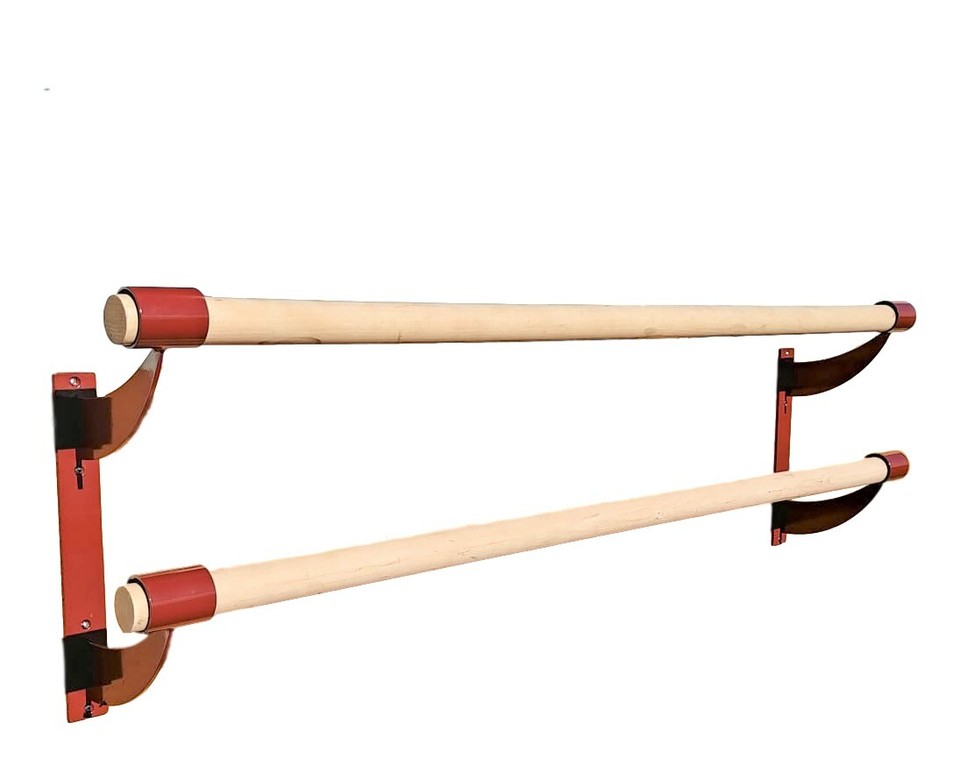 Ballet Bar Double 2" Wood Fixed Height Wall Mounted Barre System 3' Ft ...