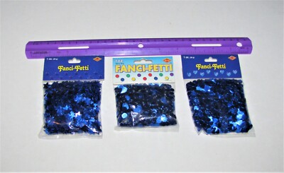 Blue Metallic Confetti, Each pkg 1 oz, Circles, Stars or Hearts | eBay