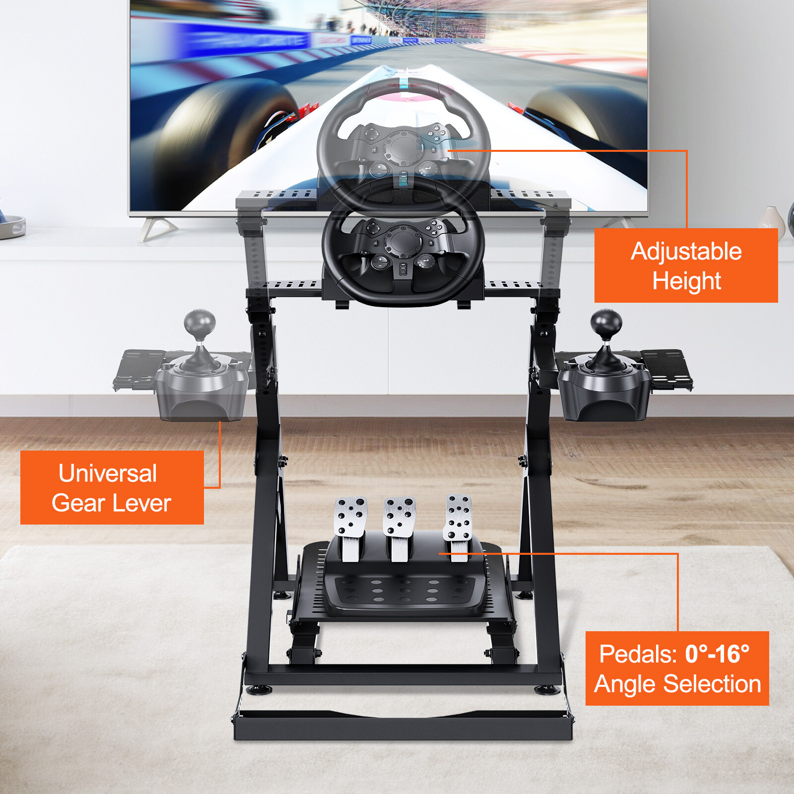 VEVOR Foldable Racing Steering Wheel Stand Height Adjustable Fit ...
