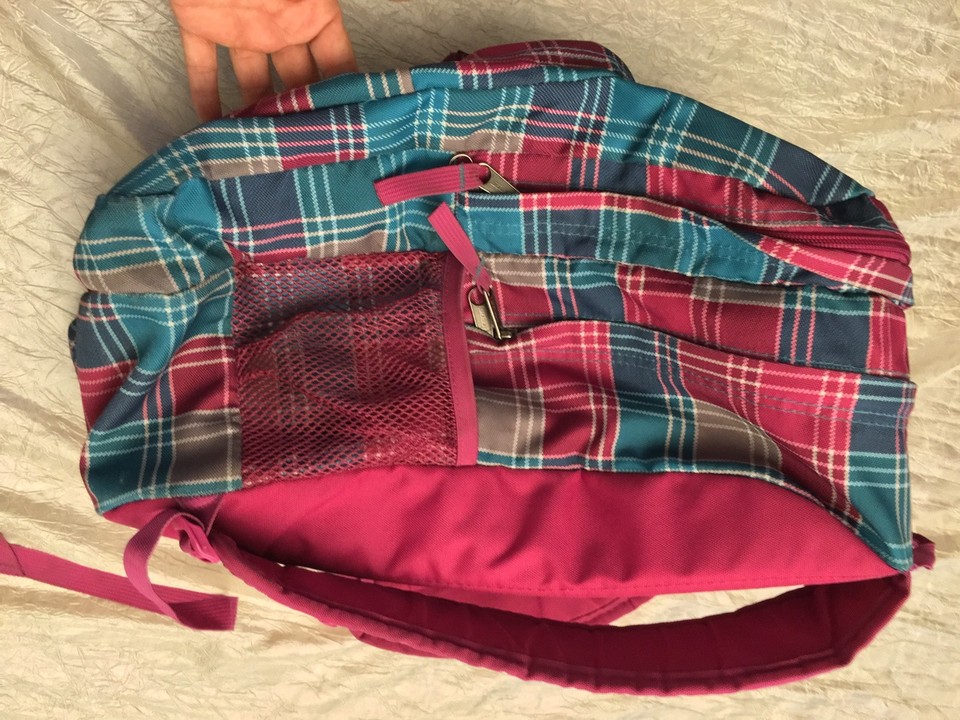 Trans Jansport pink plaid book bag back pack bookbag Student Gym ...