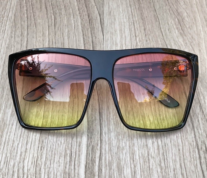 Mens Oversized XXL Square Hipster Aviator Ombre Color Lens Big ...