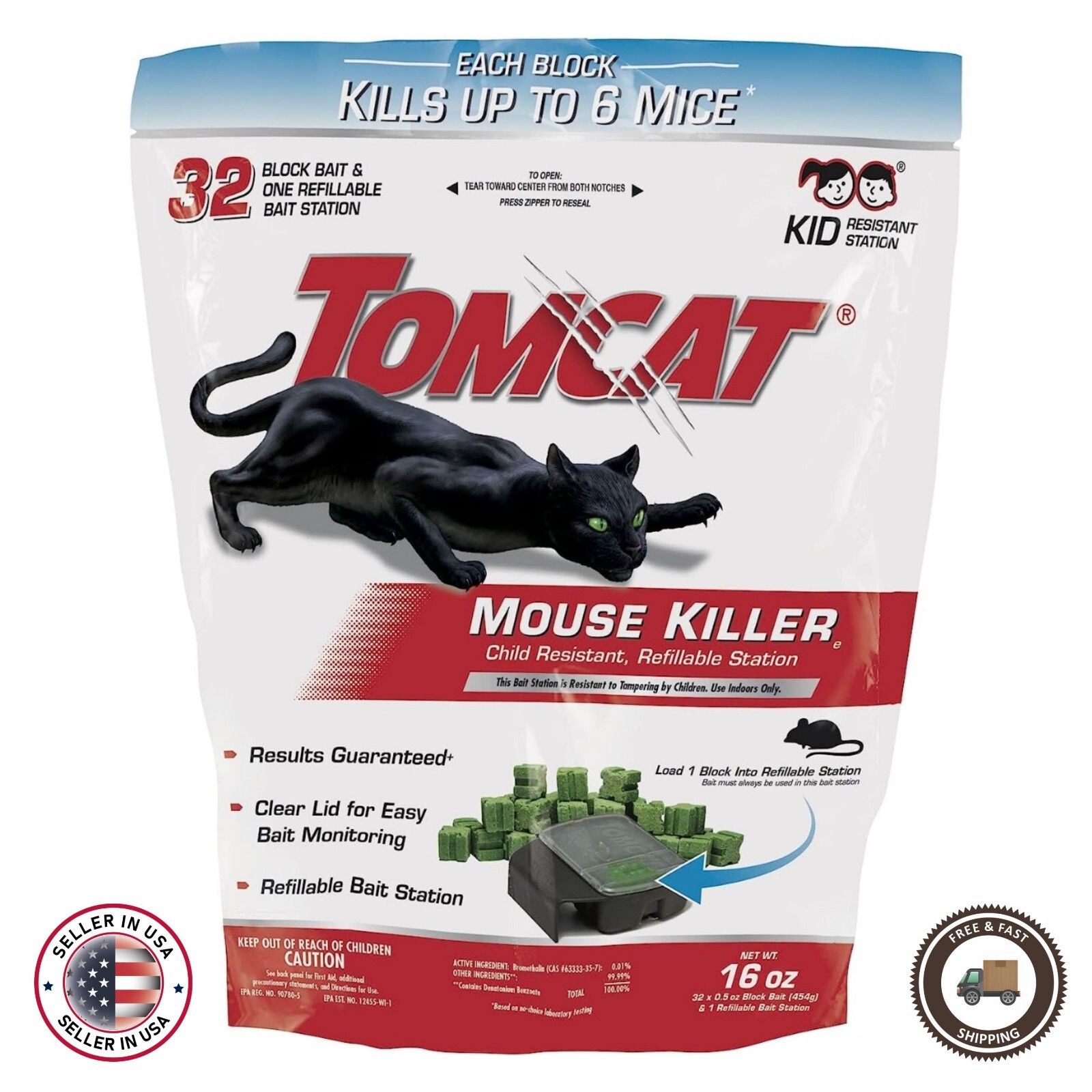 Mouse Mice Rat Killer 32 Blocks Bait Poison Rodent Station Trap Tomcat ...