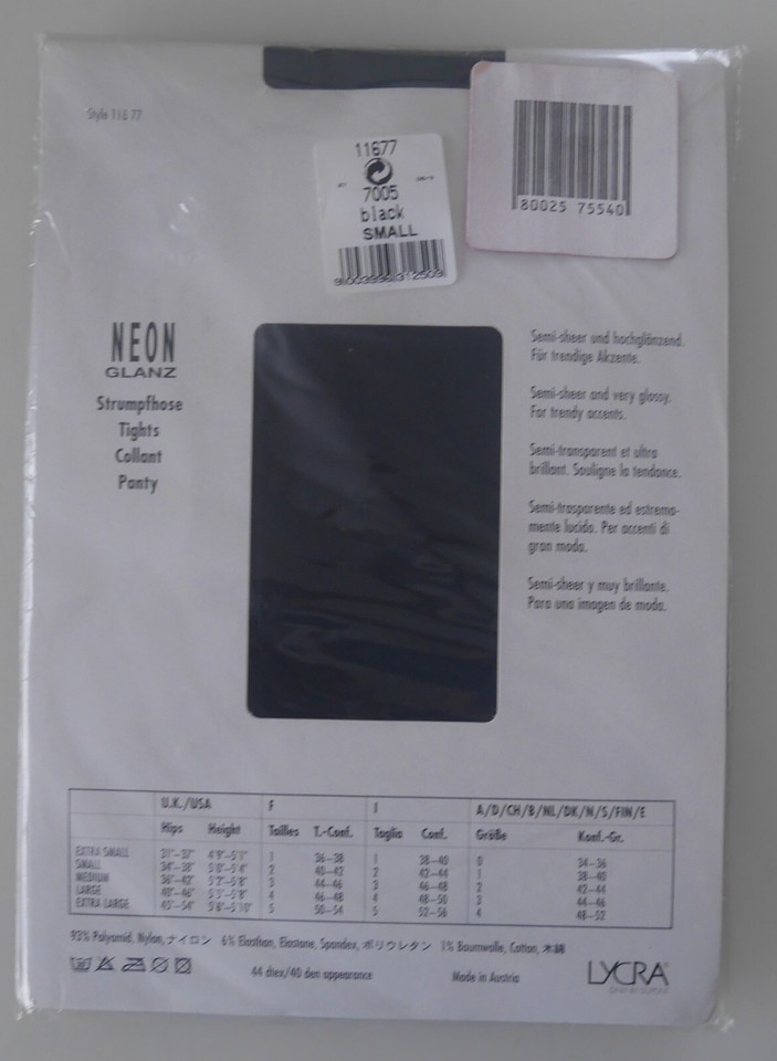 Nip: Wolford Neon Shiny! Size S! 40 Den! Color:Black | eBay