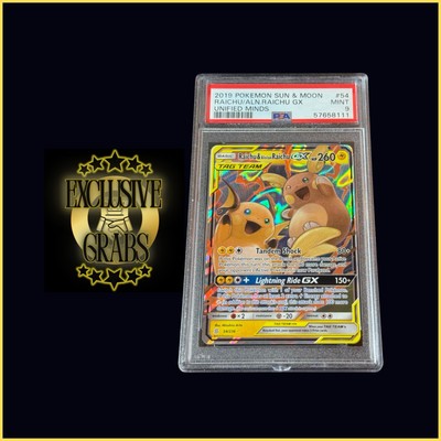 2019 Pokemon Sun & Moon Unified Minds 54 Raichu & Alolan Raichu GX PSA ...