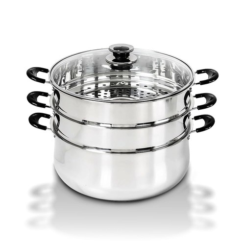 30 CM Stainless Steel 3 Tier Steamer Pot Steaming Cookware - Triply ...