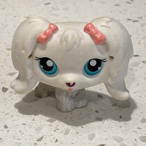 Littlest Pet Shop LPS #65 WHITE MALTESE PUPPY DOG Pink Bow | eBay