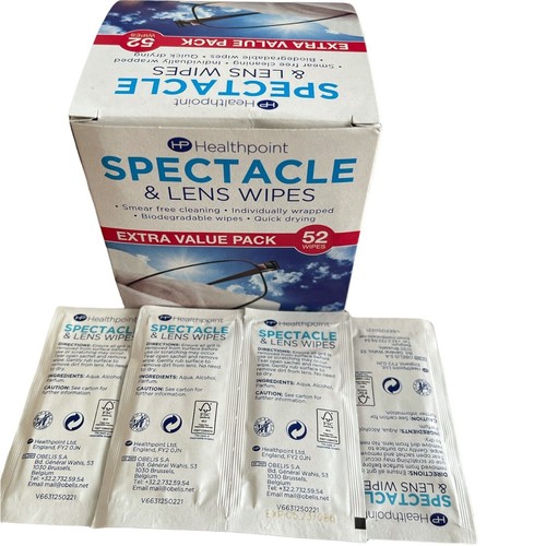 Healthpoint Spectacle Lens Cleaning Wipes Glasses Sunglasses Smear Free ...