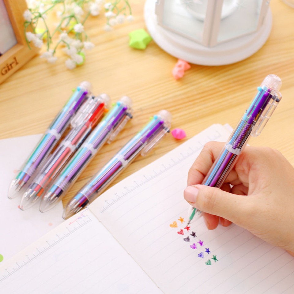 6in1 Color Ballpoint Pen Multi-color Ball Point Pens For School Office ...