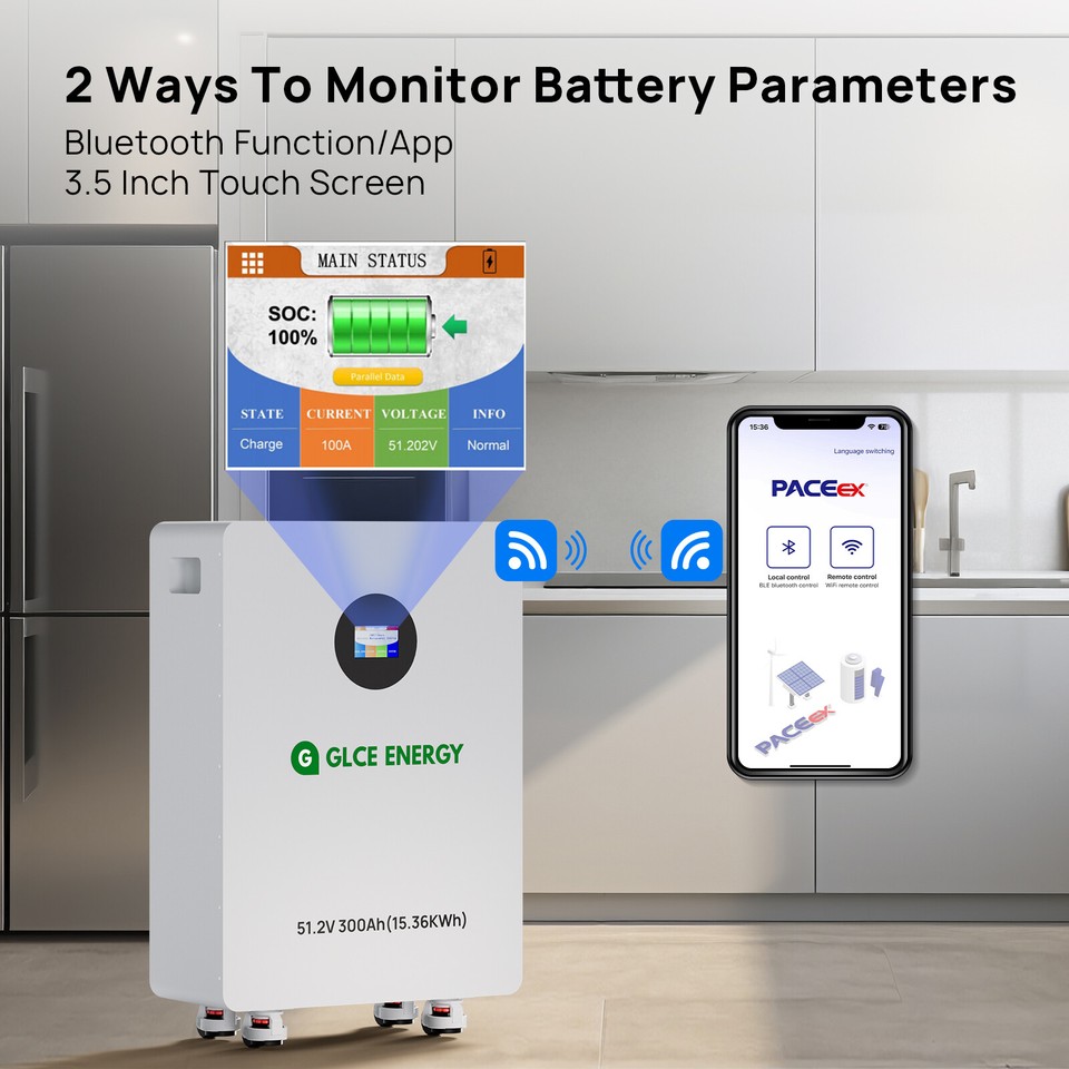 GLCE ENERGY 16.07kWh 48V 314AH LiFePO4 Battery Vertical Standing Solar ...