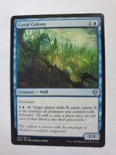 MTG Magic The Gathering Card Coral Colony Creature Wall Blue Dominaria ...