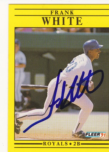 FRANK WHITE KANSAS CITY ROYALS SIGNED AUTOGRAPHED 1991 FLEER BASEBALL ...