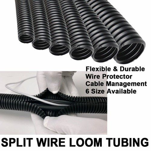Poly Corrugated Tubing Split Wire Loom Black Auto Home Electrical Cable ...