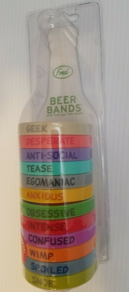 Fred Beer Bands Set 12 Personality Drink Markers Bottle or Can new FREE ...
