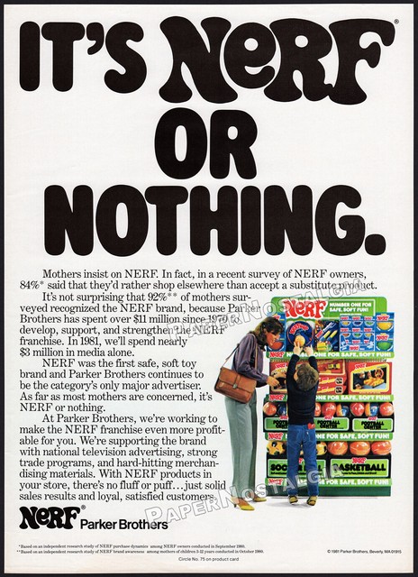 NERF__Original 1981 Trade print AD / toy promo advert__PARKER BROTHERS ...