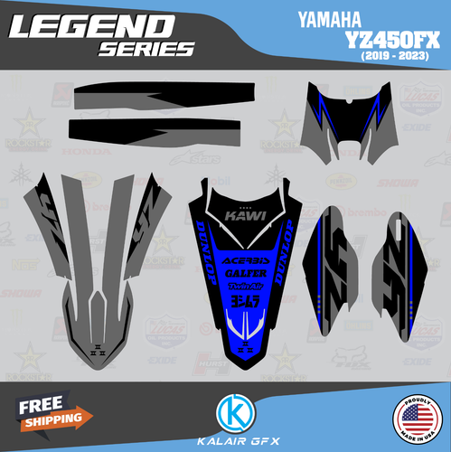Graphics Kit for Yamaha YZ450FX 2019 2020 2021 2022 2023 Legend- Grey ...