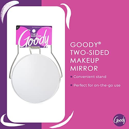 Goody Two-Sided Makeup Mirror with Stand - 1X and 3X Dual Sided ...