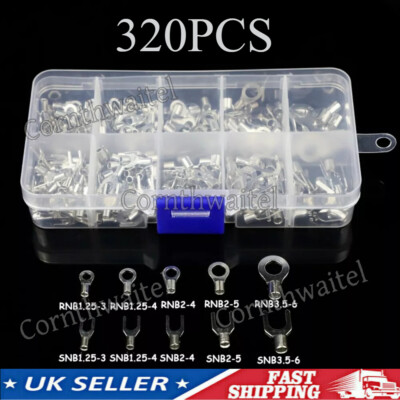 320Pcs Assorted Non-Insulated Ring Fork U-type Terminals Kit Crimp ...