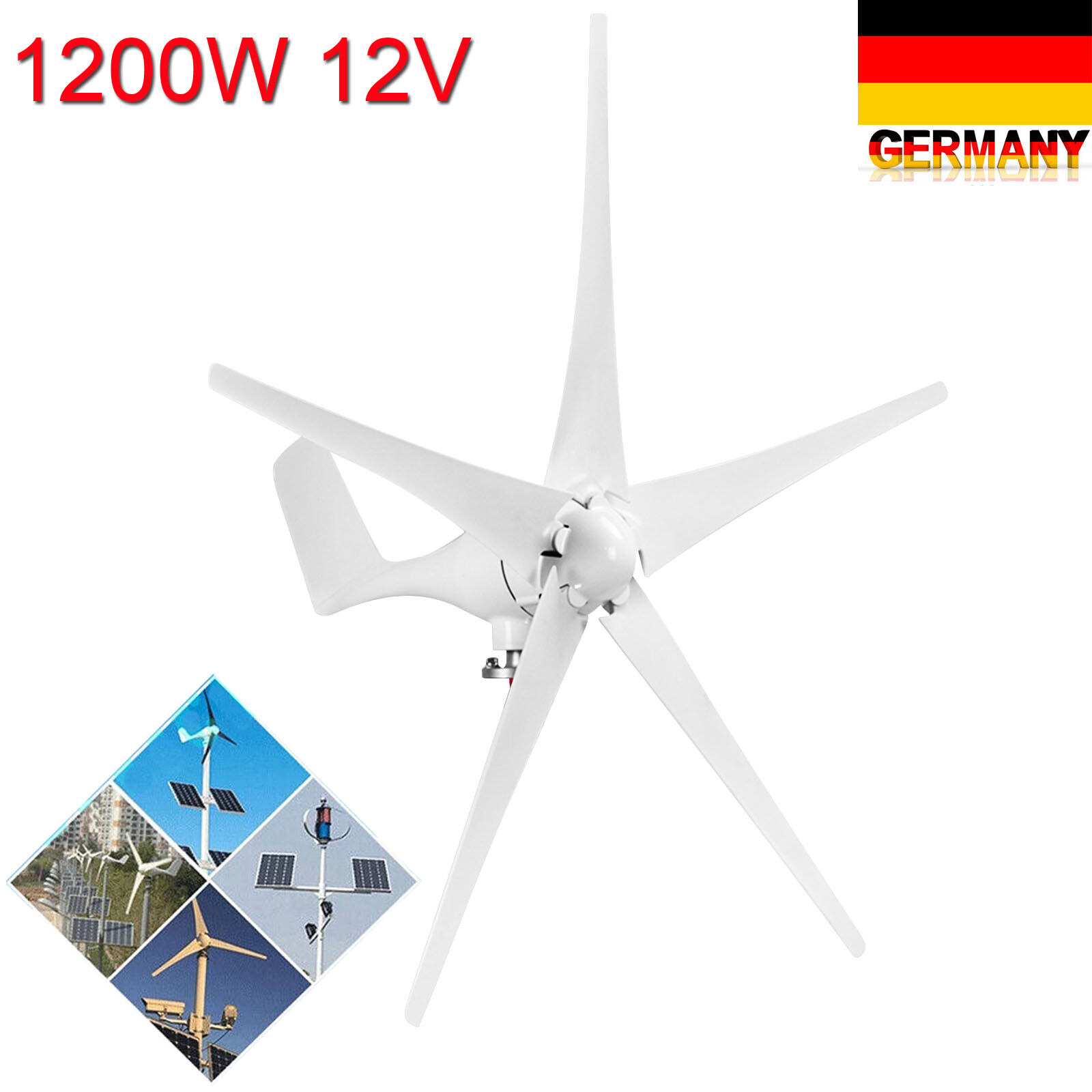 1200W 12V Windkraftanlage Windgenerator Vertikal Turbine Windrad ...