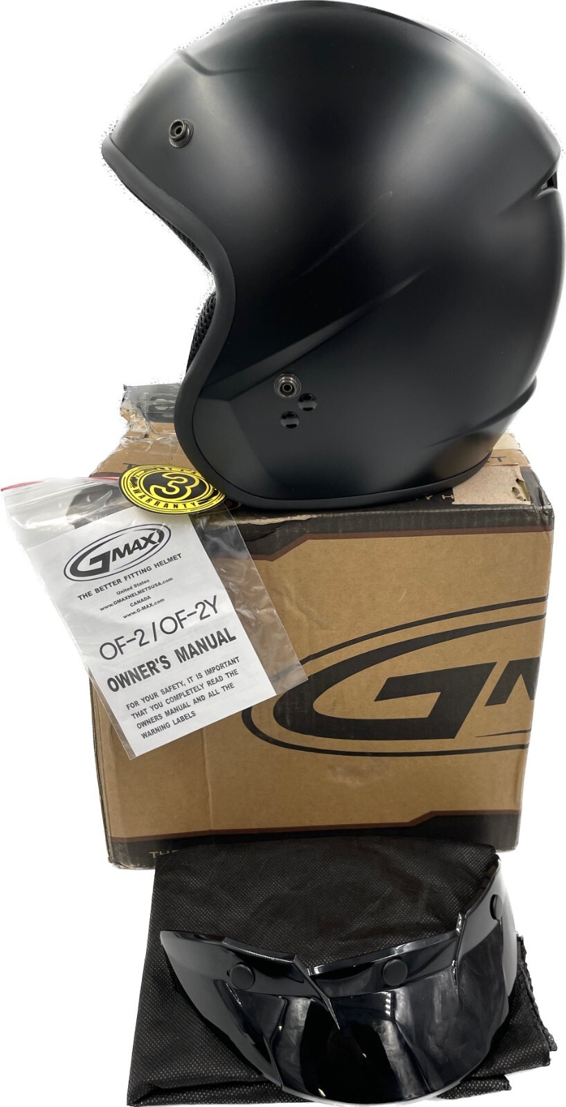 GMAX OF-2 OPEN-FACE HELMET MATTE BLACK LARGE - G1020076 | eBay