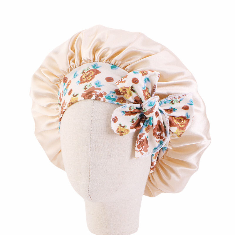 Girls Kids Satin Turban Sleep Night Cap Hair Care Bonnet African Print ...