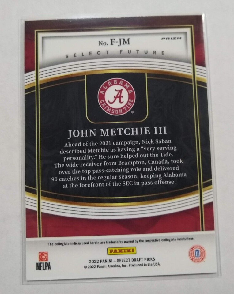 2022 Panini Select Draft Picks John Metchie Future Silver Prizm F-JM | eBay