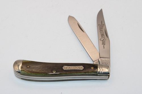 SCHRADE USA 1983 HERITAGE GREEN BONE 2941 TRAPPER KNIFE EVERLASTINGLY ...