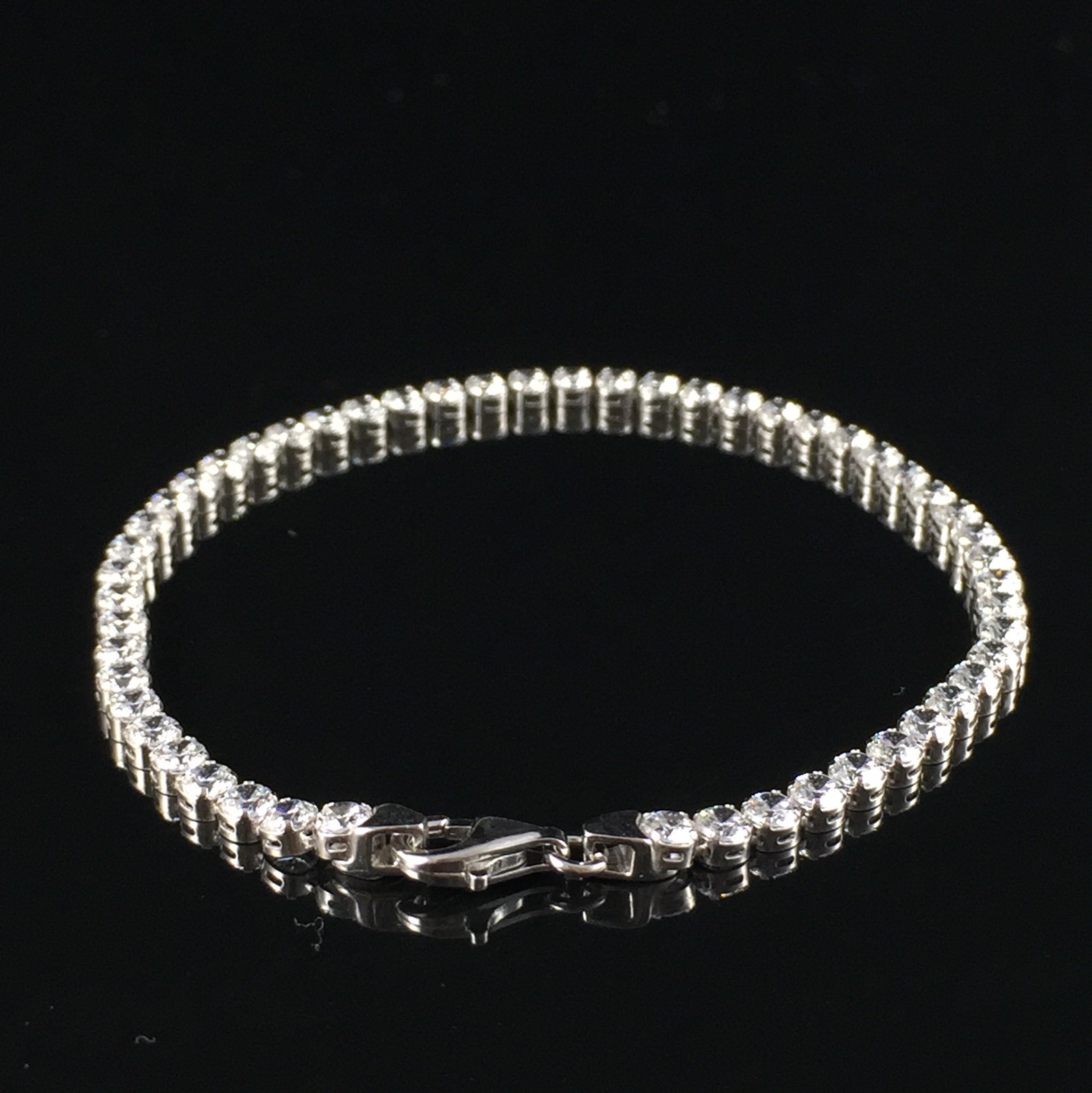 Silver Tennis Bracelet 925 Sterling Silver Genuine Solid Ladies Diamond ...