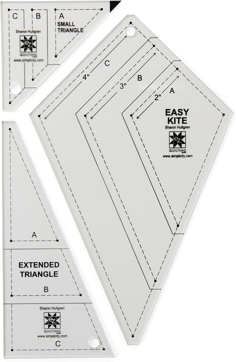 Simplicity EZ Quilting Acrylic Kite Quilt Template Set, 3 Piece Sharon ...