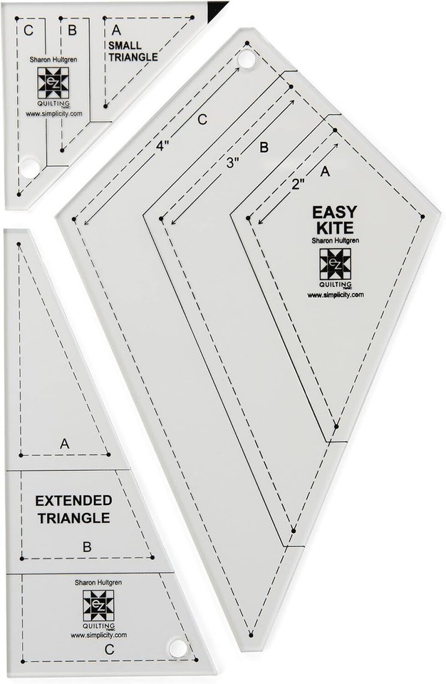 Simplicity EZ Quilting Acrylic Kite Quilt Template Set, 3 Piece Sharon ...