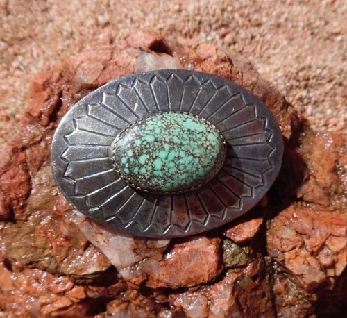 Vintage Concha Pin Sterling Silver Turquoise - Great Stone | eBay