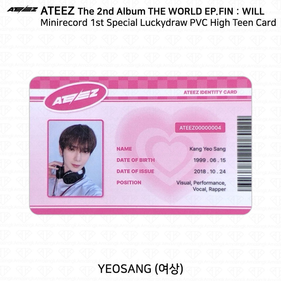 ATEEZ THE WORLD EP.FIN WILL Minirecord 1st Special Lucky Draw Photocard ...
