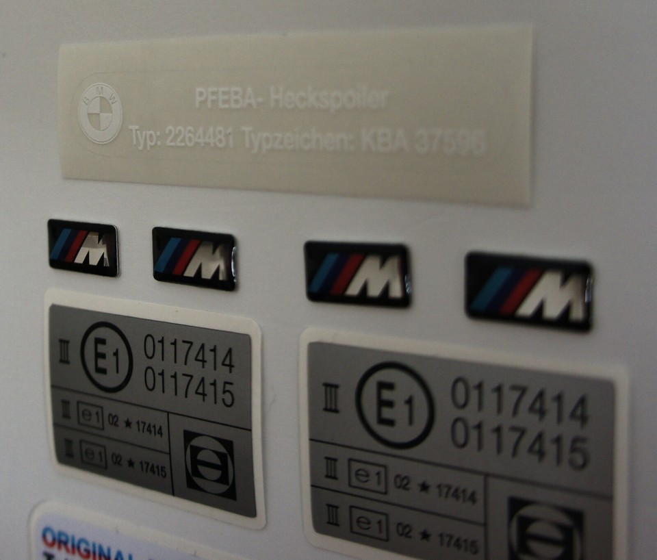 M3 E36 Mirrors + PFEBA spoiler sticker for BMW Heckspoiler GT Class ...