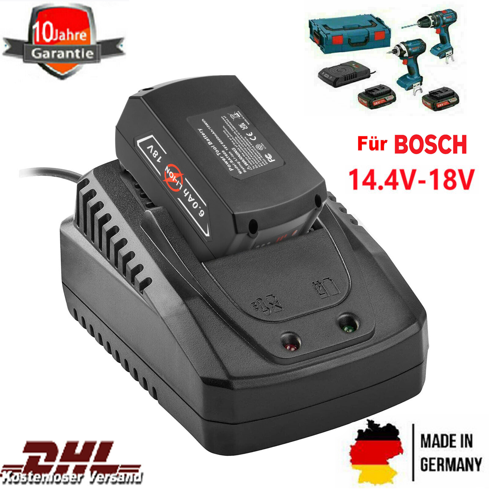 18V -14.4V 18V AKKU Schnell Ladegerät für Bosch AL1814CV AL1820CV ...