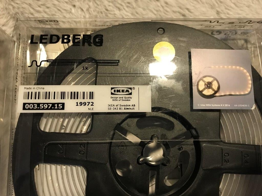 IKEA LEDBERG LED "SET OF 2" WHITE FLEXIBLE 197" LIGHT STRIPS #003.59715 ...