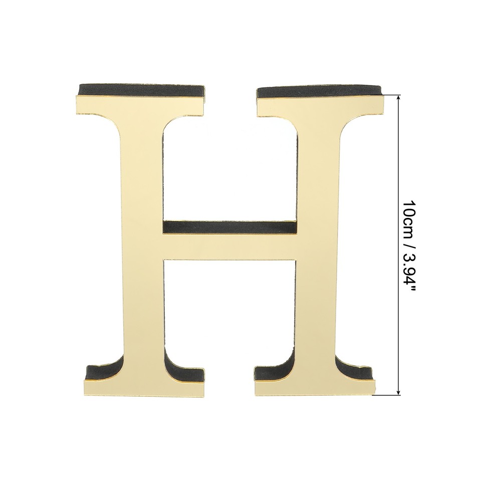 3D Acrylic Alphabet Mirror Wall Stickers Letter H Self-Adhesive Light ...