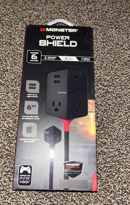 NEW Monster Power Shield Surge Protector Outlet Extender Multiple Plug ...