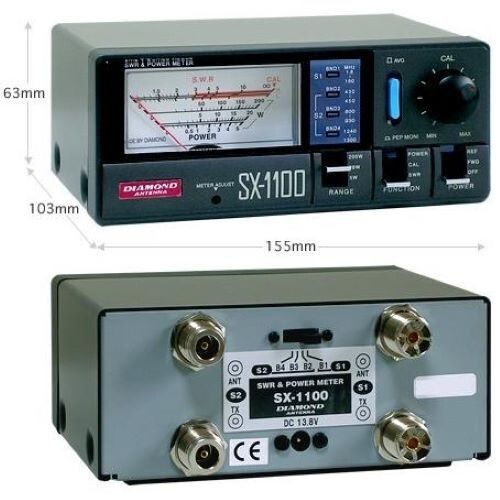 DIAMOND ANTENNA SX-1100 SWR & Power Meter Built-in 2 Sensors 1.8 ...