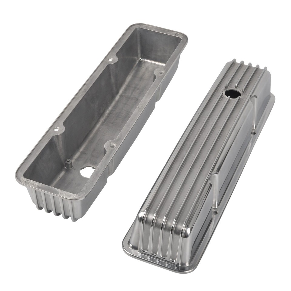 Polished Aluminum Finned Tall Valve Covers For 58-86 Small Block Chevy ...