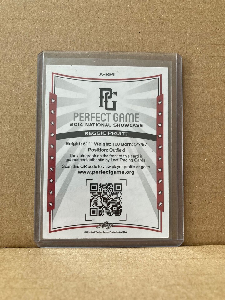Reggie Pruitt 2014 Leaf Perfect Game National Showcase Auto /50 A-RPI ...