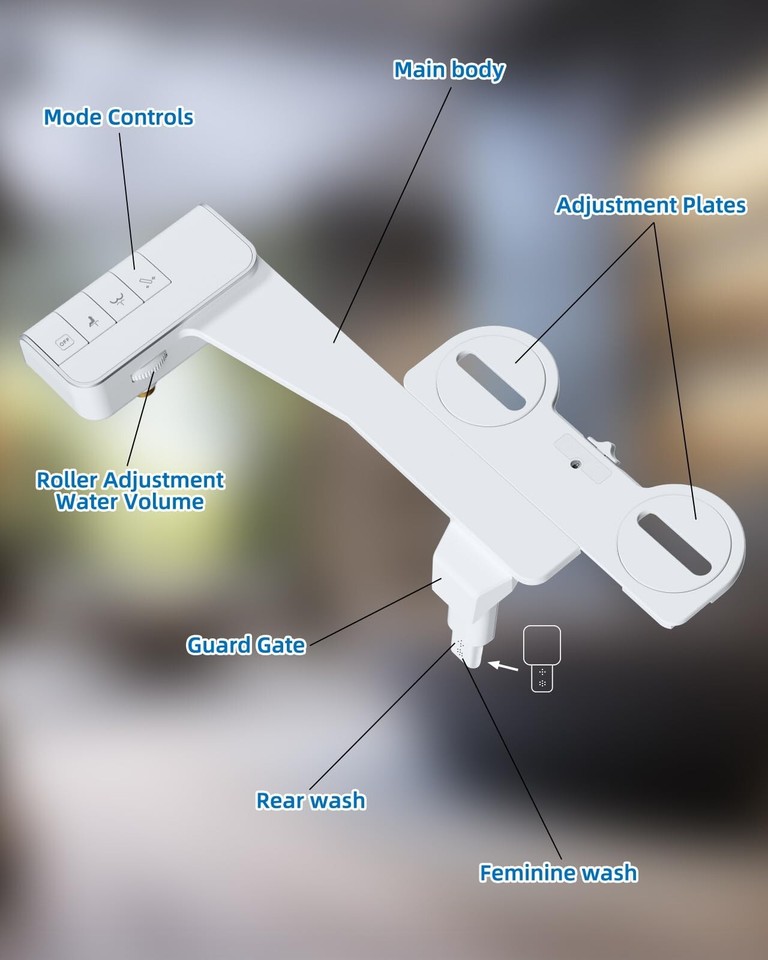 Bidet Fresh Water Spray Kit Non Electric Toilet Seat Attachment with ...