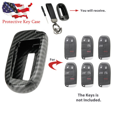 Carbon Fiber Key Fob Chain For Jeep Dodge Chrysler Accessories Cover ...