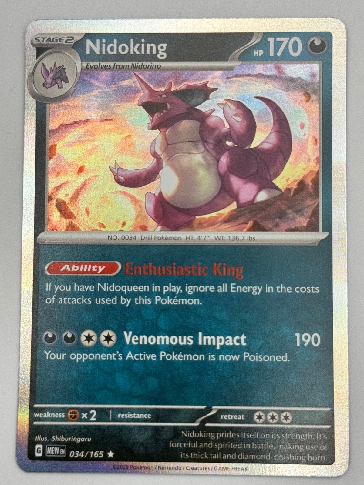 Pokemon TCG Card 151 Collection 034/165 Holo Rare Nidoking | eBay