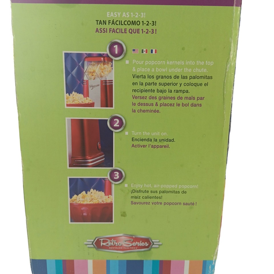 Nostalgia Electrics Popcorn Maker Red Hot Air Popper 8 Cup Model RHP ...